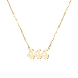 tavuala angel number necklace for women, 18k gold plated 000 111 222 333 444 555 666 777 888 999 necklace numerology jewelry (gold, 444)