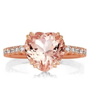 Stargold 2.50 Ct Heart Shaped Created Morganite Classic Engagement Ring 14k Rose Gold Plated 925 Silver (7)