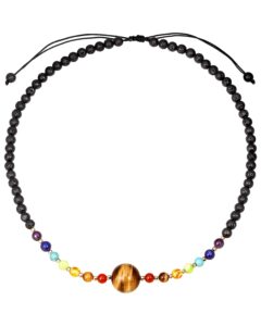 jewever 7 chakra crystal necklaces healing gem stone pendant choker necklace for women tiger eye with lava rock essential oils diffuser energy crystals adjustable strand（yellow）