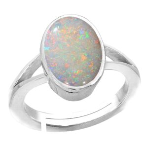 lmdprajapatis 11.50 carat natural certified white ethopian opal astrological purpose loose gemstone silver adjustable ring for women and men