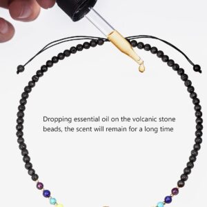 Jewever 7 Chakra Crystal Necklaces Healing Gem Stone Pendant Choker Necklace for Women Tiger Eye with Lava Rock Essential Oils Diffuser Energy Crystals Adjustable Strand（Yellow）