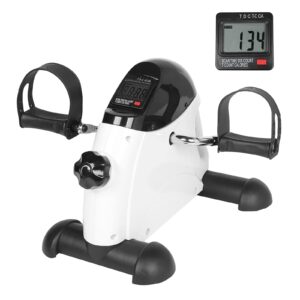 vivijason pedal exerciser - stationary under desk mini exercise peddler - low impact, portable mini cycle bike - physical therapy leg arm exercisers peddler for elderly seniors with electronic display