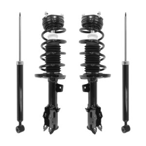 completestruts - front complete strut assemblies with coil springs and rear shock absorbers replacement for 2011-2013 ford fiesta - set of 4, black