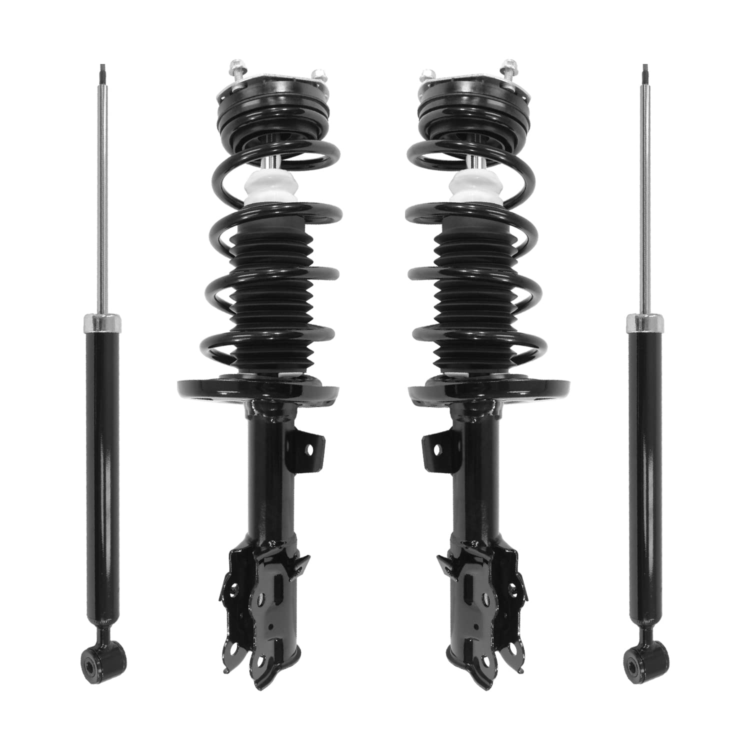 COMPLETESTRUTS - Front Complete Strut Assemblies with Coil Springs and Rear Shock Absorbers Replacement for 2011-2013 Ford Fiesta - Set of 4, black