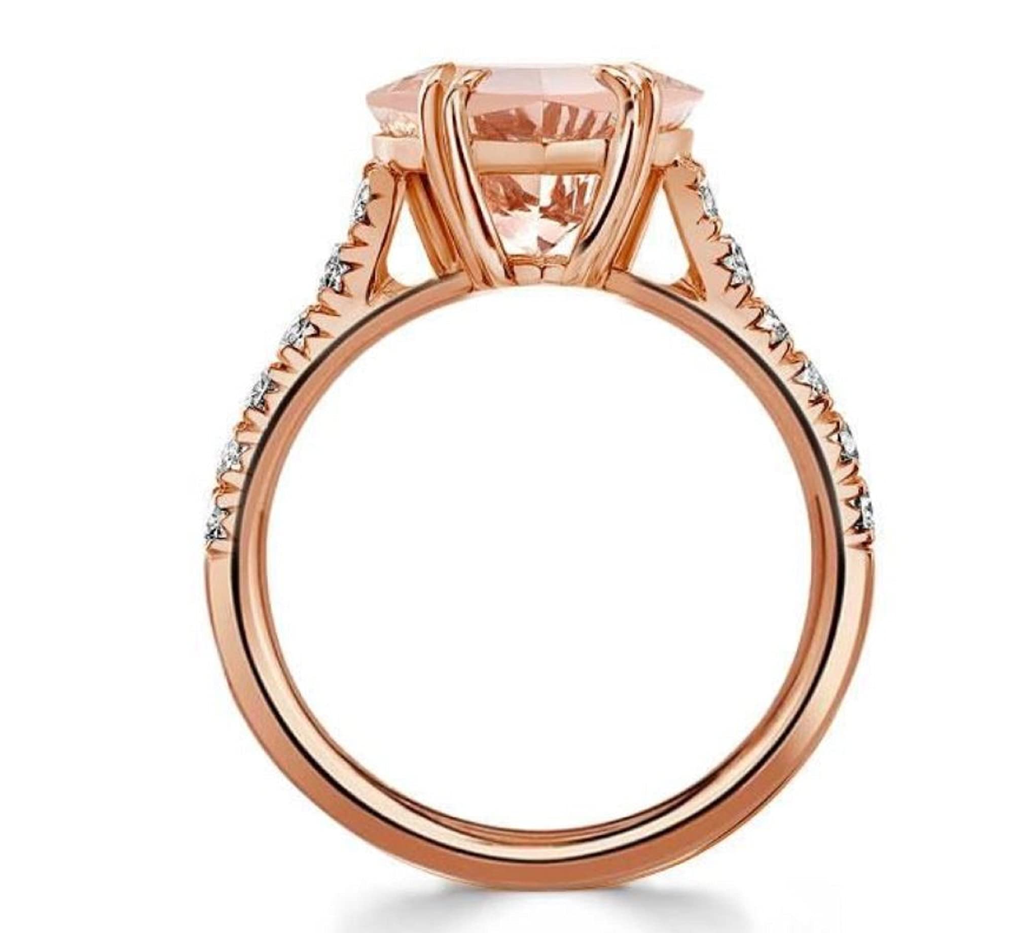 Stargold 2.50 Ct Heart Shaped Created Morganite Classic Engagement Ring 14k Rose Gold Plated 925 Silver (7)