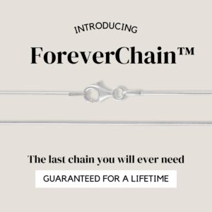 KISPER Silver 8 Sided Snake Chain Necklace –Thin, Dainty, 925 Sterling Silver Jewelry for Women & Men with Lobster Clasp – Made in Italy, 18”