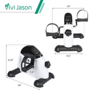 VIVIJASON Pedal Exerciser - Stationary Under Desk Mini Exercise Peddler - Low Impact, Portable Mini Cycle Bike - Physical Therapy Leg Arm Exercisers Peddler for Elderly Seniors with Electronic Display