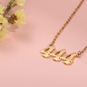 Tavuala Angel Number Necklace For Women, 18K Gold Plated 000 111 222 333 444 555 666 777 888 999 Necklace Numerology Jewelry (Gold, 444)