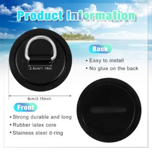 Hotop 6 Pieces Stainless Steel D-Ring Pad PVC Inflatable Boat Pad Patch D-Ring Patch for PVC Inflatable Boat Kayak Canoe Deck Accessories (Black)