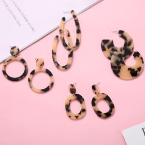 LANTAI 16 Pairs Trendy Acrylic Rattan Earrings for Women-Fashion Summer Beach Statement Earrings Resin Dangle Drop Earrings Vacation Jewelry