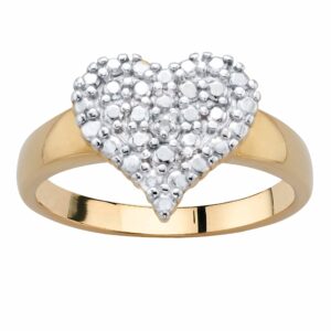 palmbeach yellow gold-plated genuine diamond accent heart cluster ring sizes 6-10 size 8