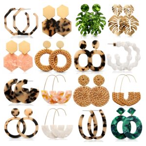 lantai 16 pairs trendy acrylic rattan earrings for women-fashion summer beach statement earrings resin dangle drop earrings vacation jewelry