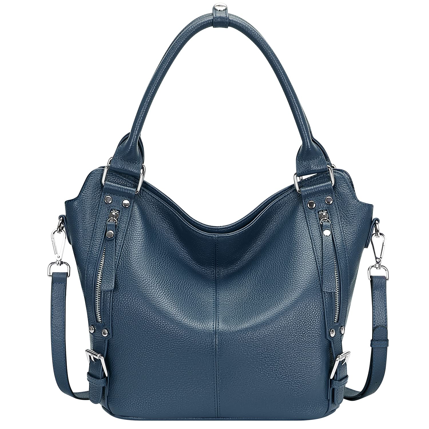 Over Earth Genuine Leather Handbags for Women Hobo Shoulder Bag Ladies Leather Tote Bag(O172E Indigo Blue)