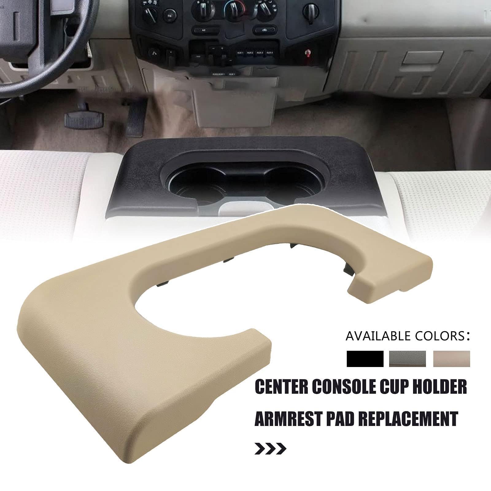 UCkasayfy Center Console Cup Holder Armrest Compatible with Ford F250 F350 F450 F550 1999-2010 Brown(Hard Plastic NOT Padded)