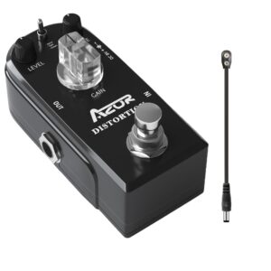 azor distortion guitar effect pedal 3 modes natural, tight, classic with guitar pedal power cable,9v battery clip converter power cable