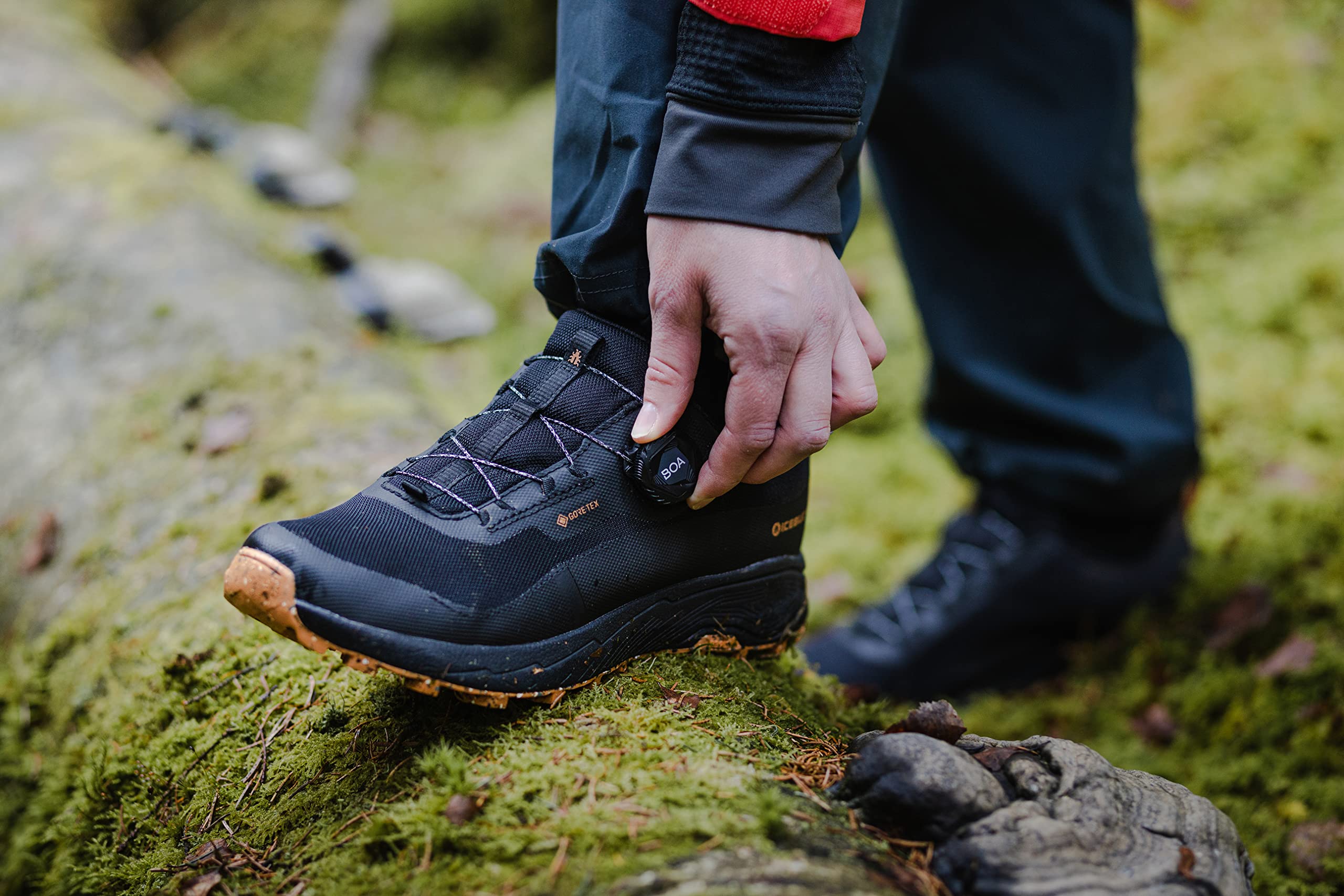 Icebug Mens Haze RB9X GTX Trail Hiking Shoe with Traction Sole, Black/Maple, 11.0