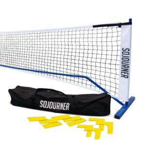 pickleball set with net - regulation size portable pickleball net system with line marking kit - includes net, court markers & storage bag