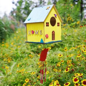 Lifynste 3 Pack Bird Houses for Outside, DIY Bird House Wind Chime Kit, Bird House Kits for Children to Build, Wooden Bird Houses to Paint, Wooden Craft Kits for Kids Girls Boys Toddlers