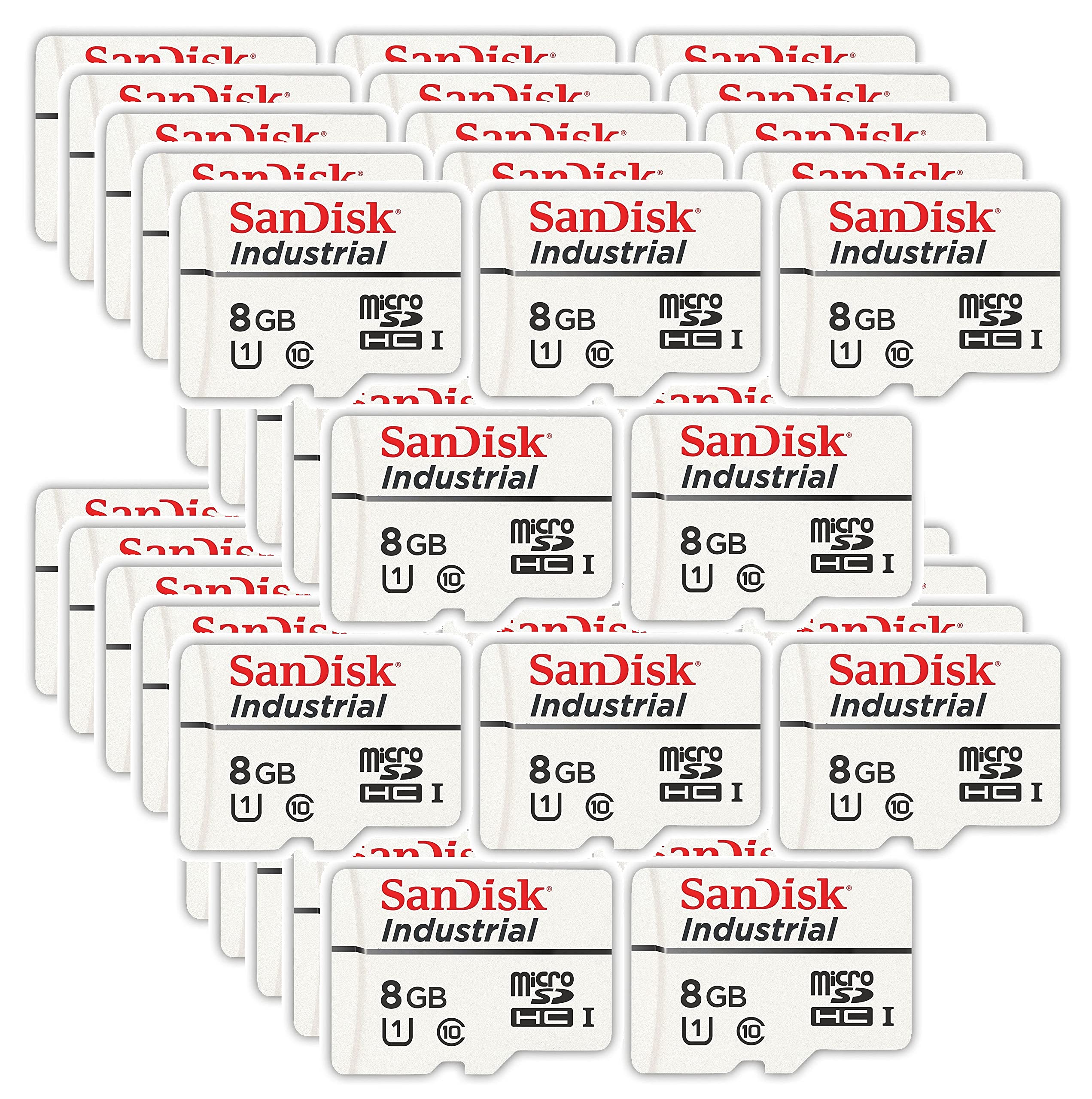 SanDisk Industrial 8GB Micro SD Memory Card Class 10 UHS-I MicroSD (Bulk Pack) in Cases (SDSDQAF3-008G-I) Bundle with (1) Everything But Stromboli Card Reader (8GB, Pack of 50)