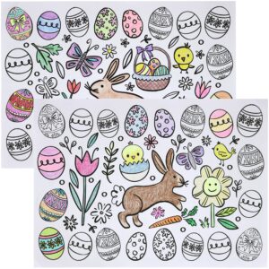 iconikal color-your-own 2-sided reversible disposable paper place mats, 14 x 10-inches, easter, 22-count