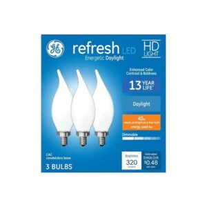 ge refresh led 40 watt equivalent ca11 daylight dimmable candle light bulb (3 pack)