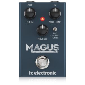 tc electronic magus pro classic high gain distortion pedal with fat mids, treble filter control and 3 clipping modes