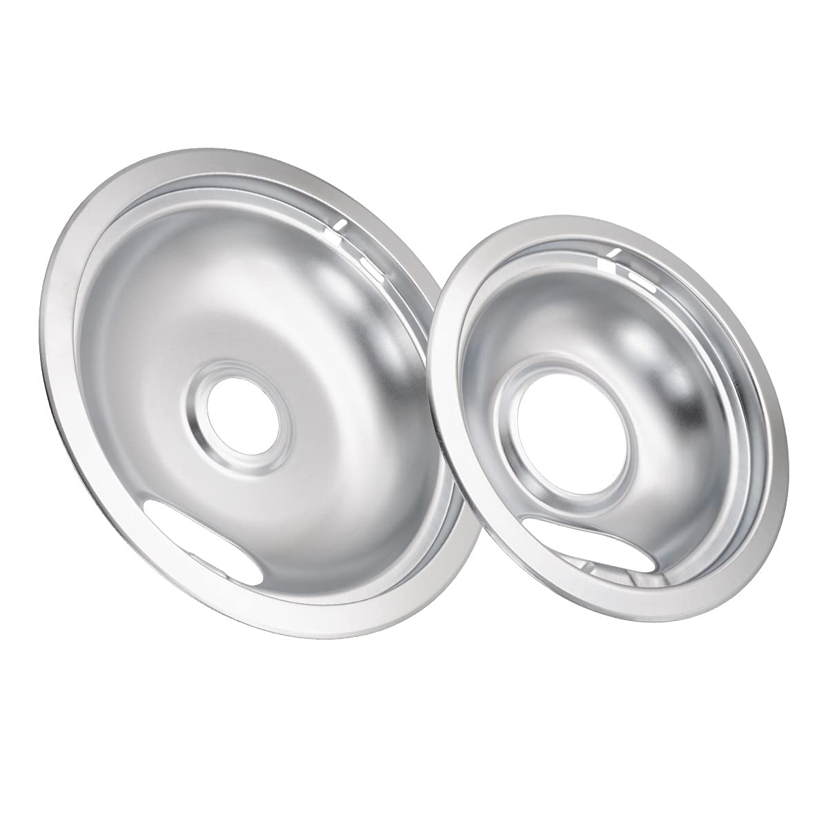 Siwdoy W10196405 W10196406 Chrome Drip Pan Set and MP21YA MP15YA Burner Surface Elements, Compatible with Whirlpool Range Oven