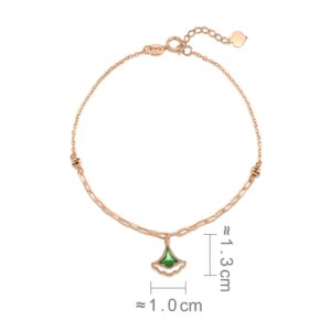 CHOW SANG SANG Delicate Gold 18K Rose Gold Enamel Gingko Leaf Bracelet, Necklace for Women 92255B 92255N (Bracelet)