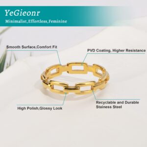 YeGieonr Gold Chain Link Rings for Women, Non-Tarnish Stainless Steel Rings with 18K Gold Plated, Statement Stackable Jewelry for Women, Girls (Chain Link, 8)