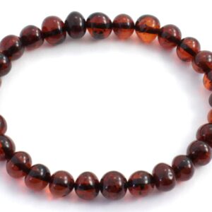 TipTopEco Baltic Amber Adult Stretch Bracelet for Men or Women - 7 Inches Long - Polished Cherry Beads