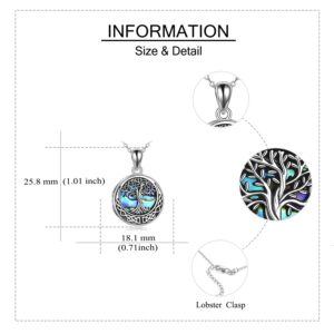 URONE Celtic knot Tree of Life Locket Necklace Sterling Silver Abalone Shell Tree of Life Locket Necklace That Holds Pictures for Women Jewelry (locket 1)