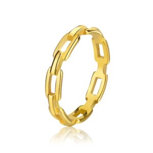 yegieonr gold chain link rings for women, non-tarnish stainless steel rings with 18k gold plated, statement stackable jewelry for women, girls (chain link, 8)