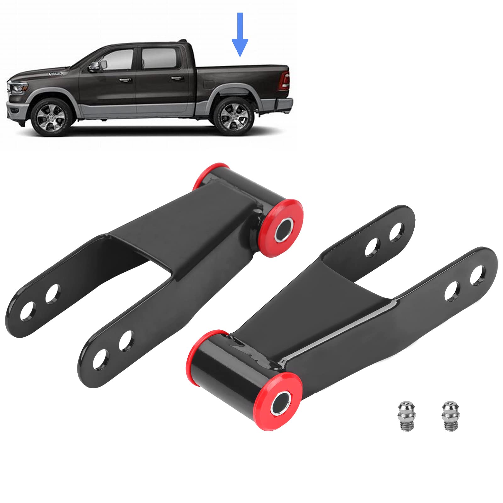 2inch Lowing Shackle kit Rear Drop Suspension 410520 Compatible with Ford F150/Chevy Silverado C1500 Tahoe/GMC Sierra 1500 C2500 K2500 Yukon 2WD 4WD Replaces