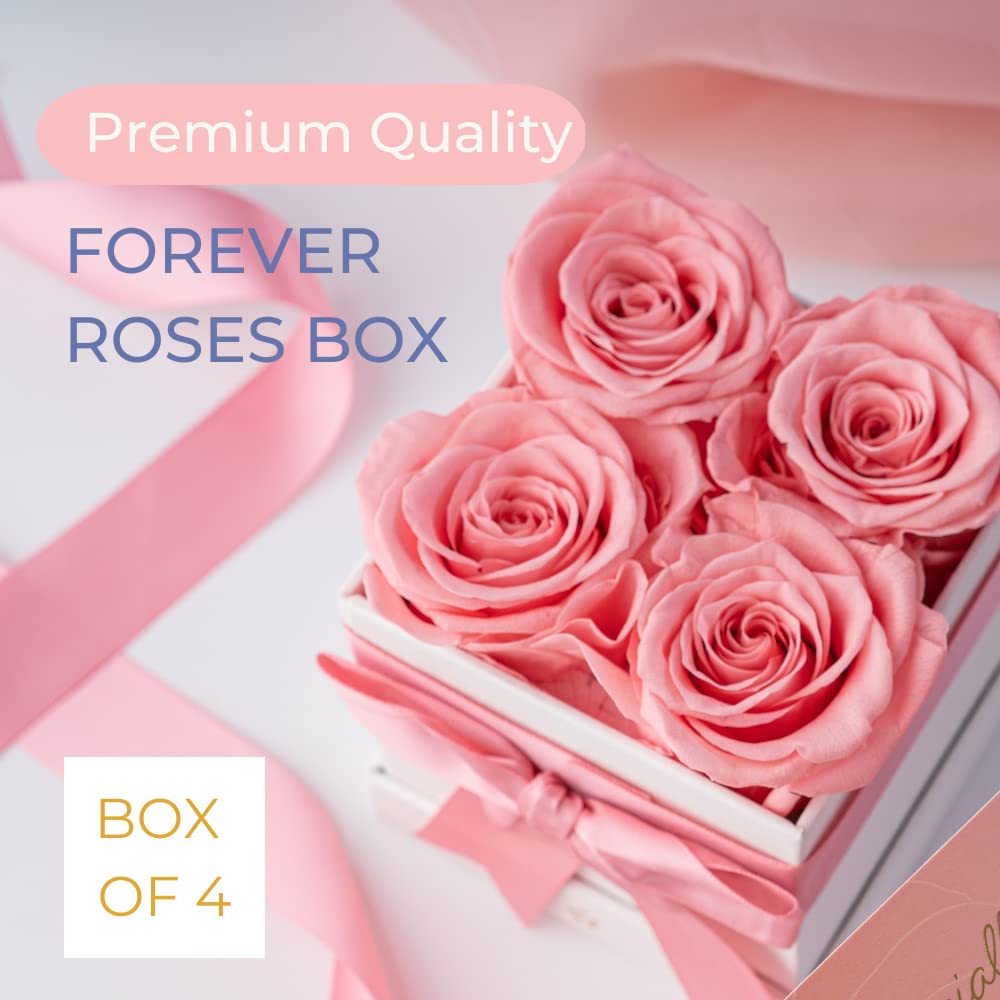 AROMEO Pink Roses, A Gift That Lasts | Fresh Flowers for Delivery, Mothers Day Gifts, Mom, Girlfriend, Wife, Mother, Birthday, Women Gift. Preserved Fresh Cut Zero Maintenance Roses with Box