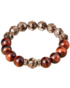 jewever natural smoky quartz crystals with red tiger eye bracelets for men women amulet energy healing bring wealth prosperity lucky beads jewelry gifts unisex