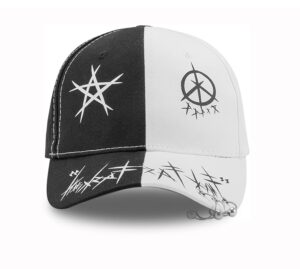 graffiti baseball cap, k-pop boys outdoor iron ring snapback hat，black white hiphop hat, dad hat, techwear hat, tech wear cap, trucker hat for men women