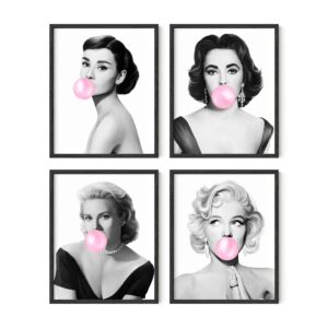 haus and hues celebrity wall art pop art wall decor - set of 4 fashion wall art | audrey hepburn poster, marilyn monroe wall art, grace kelly poster, elizabeth taylor pop art posters unframed 8"x10"