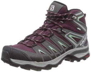 salomon x ultra pioneer mid climasalomon waterproof hiking boots for women trail running shoe, wine tasting/magnet/granite green, 5