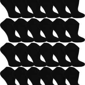 24 Pairs Thin Low Cut Ankle Socks for Men, Comfortable Lightweight Breathable Bulk Pack Wholesale (Black)