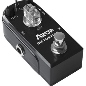 AZOR Pedal Power Adapter with Distortion Guitar Pedal Effect 3 Modes Natural, Tight, Classic with True Bypass Black AP-302