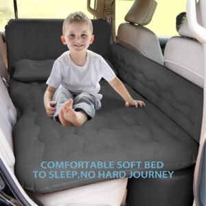 ISWEES Car Air Mattress,SUV Air Mattress, SUV Inflatable Car Bed for Back Seat Sleepping, with Pillows & Fill Piers, Thickened Flocking & PVC Surface, Air Mattress for Camping, Home Car Travel(Black)