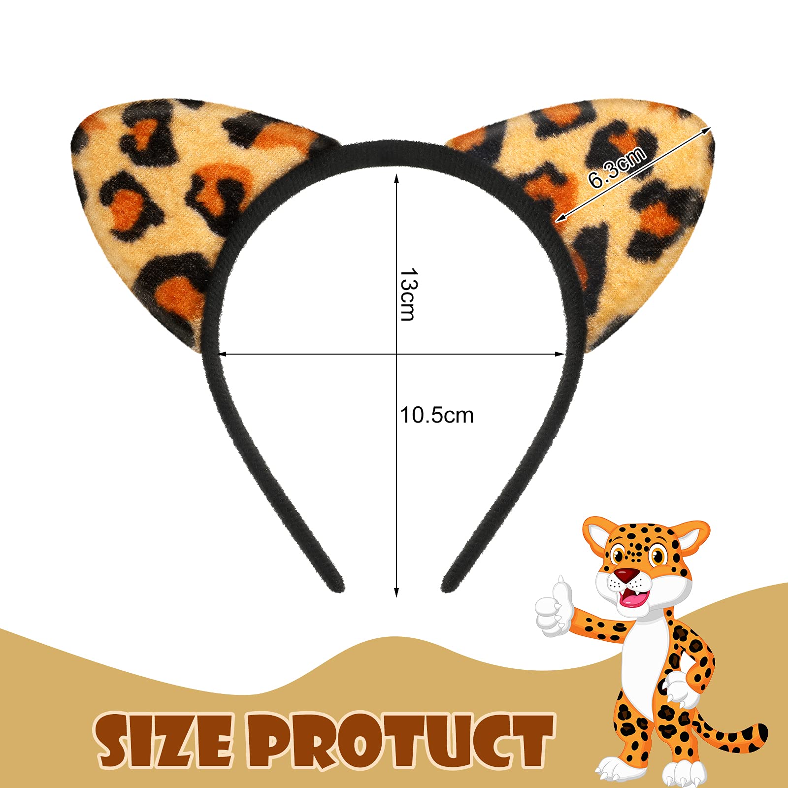 WILLBOND 12 Pieces Cheetah Ears Headband for Women Leopard Cat Ears Headband Holiday Party Supplies(Assorted Animal Series)