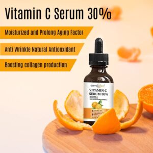 DERMAXGEN 30% Vitamin C Serum for Face, Hyaluronic Acid + Vitamin (B3 + E) + Jojoba + Aloe Vera- Natural & Organic Anti Wrinkle & Skin Rejuvenator Moisturizer Vitamin C for All Skin - Anti Aging Serum (1 FL OZ)