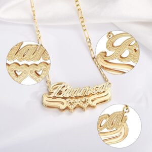 Double Plated Nameplate Personalized Necklace Custom Heart Necklace 18K Gold-Plate Name Plates Necklace Jewelry Gifts for Women