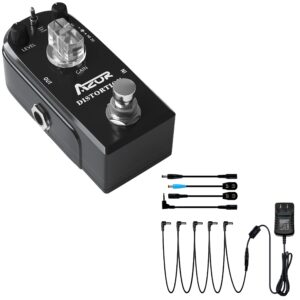 azor pedal power adapter with distortion guitar pedal effect 3 modes natural, tight, classic with true bypass black ap-302