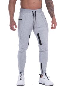 maikanong mens slim joggers sweatpants tapered gym pants casual training workout pants track pant light gray