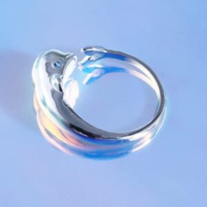 Helen de Lete Beluga White Whale S925 Sterling Silver Adjustable Ring - High Polish Version