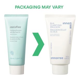 innisfree Bija Clarifying Emulsion with Salicylic Acid and Niacinamide, Korean Skincare Lightweight Face Moisturizer (Packaging May Vary)