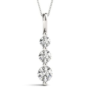 1 carat classic snowman 14k white gold 3 stone diamond pendant necklace ultra premium collection (h-i color si1-si2 clarity) + 16" 14k gold chain