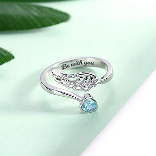 925 Sterling Silver Angel Wing Cz Ring for Her Wedding Ring Ring Engagement Ring 925 Sterling Silver Personalized Forever By My Side Angel Wing Ring Personalized Silver Ring-Adjustable Ring, A Unique Gift for Her